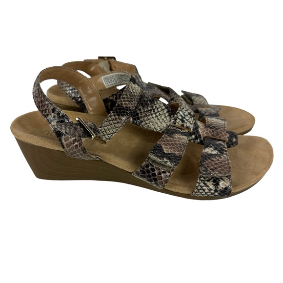 Vionic | Shoes | Vionic Glenda Natural Snake Skin Wedge Sandals ...